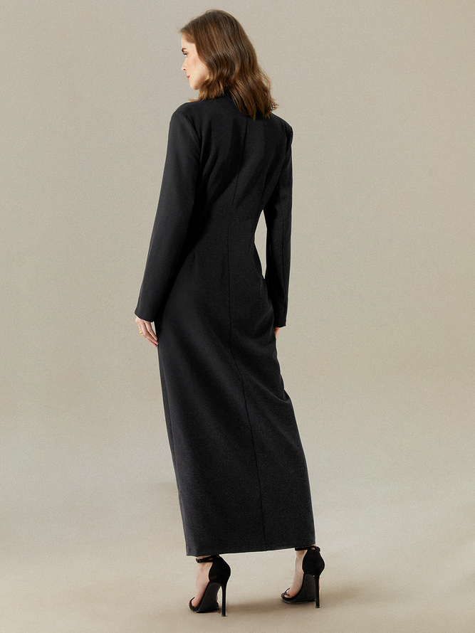 Regular Fit Lapel Collar Urban Dress | Dresses | Women Plain Spring ...