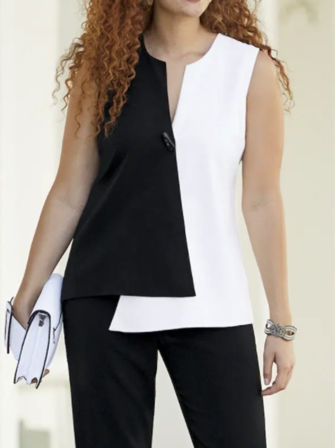 Work Forma A-line Color-Block Elegant Top | Stylewe_usapp
