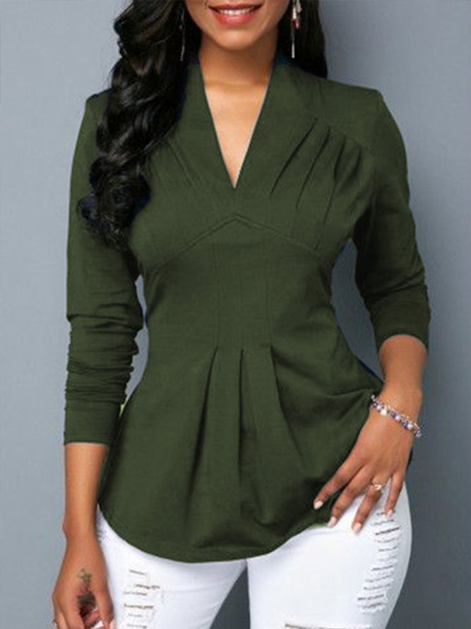 V Neck Long Sleeve Work Top | Stylewe_usapp
