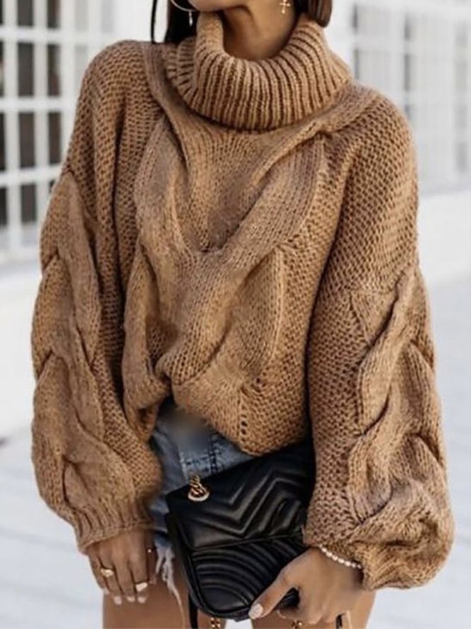 Daily Winter Plain Loose Turtleneck Sweater | Stylewe_usapp