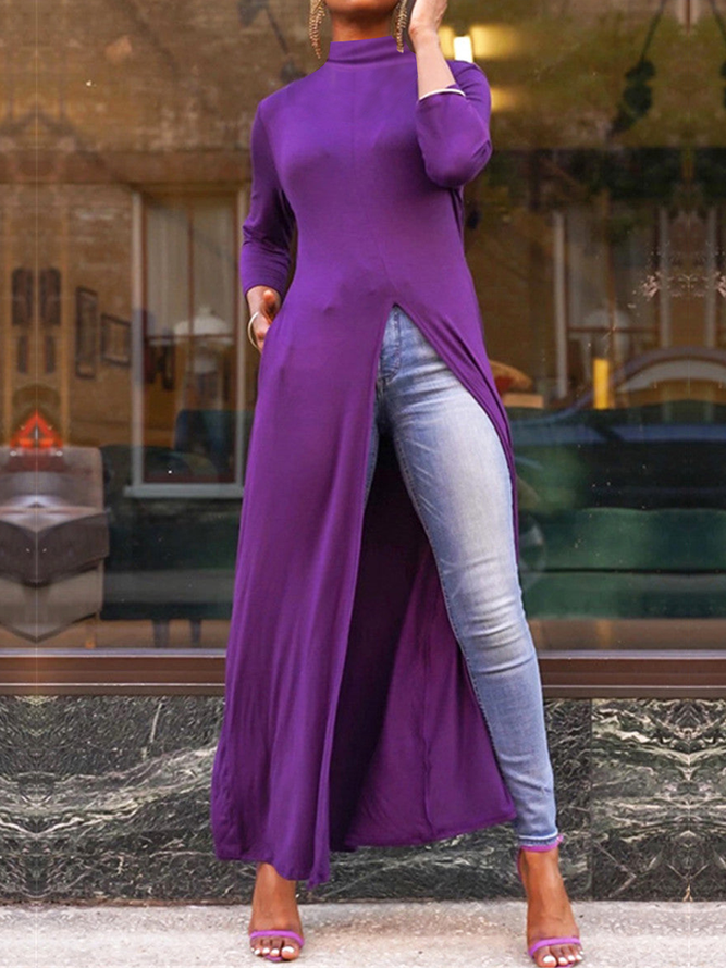 High Elasticity Loose Long sleeve Urban Plain Long Top | Stylewe_usapp