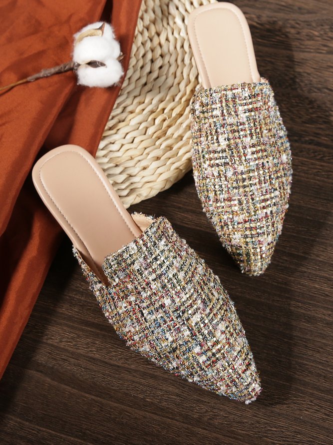 Elegant Multicolor Plaid Flat Heel Mules | Stylewe_usapp