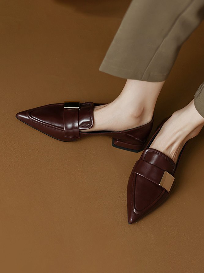 Women's Fashion Urban Retro Metal Pointed Toe Loafers | Stylewe_usapp