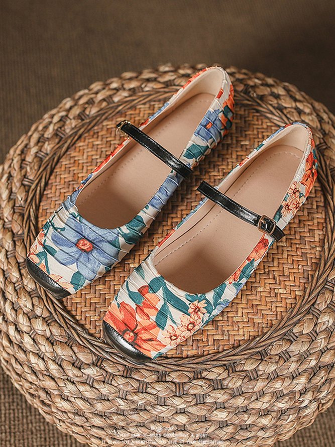 Elegant Floral Print Mary Jane Flat Shoes | Stylewe_usapp
