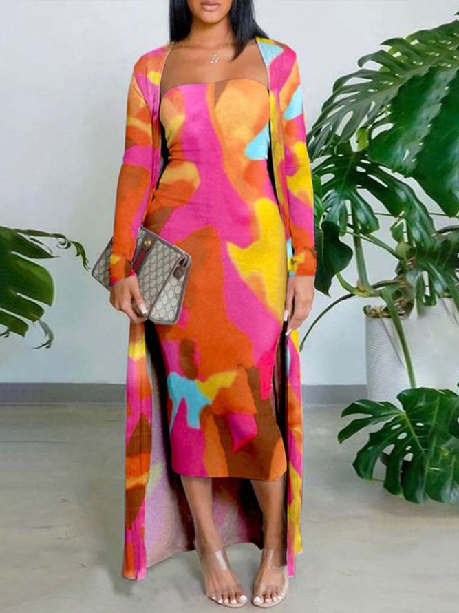 Long Sleeve Colorblock Elegant Regular Fit Two-Piece Set | Stylewe_usapp