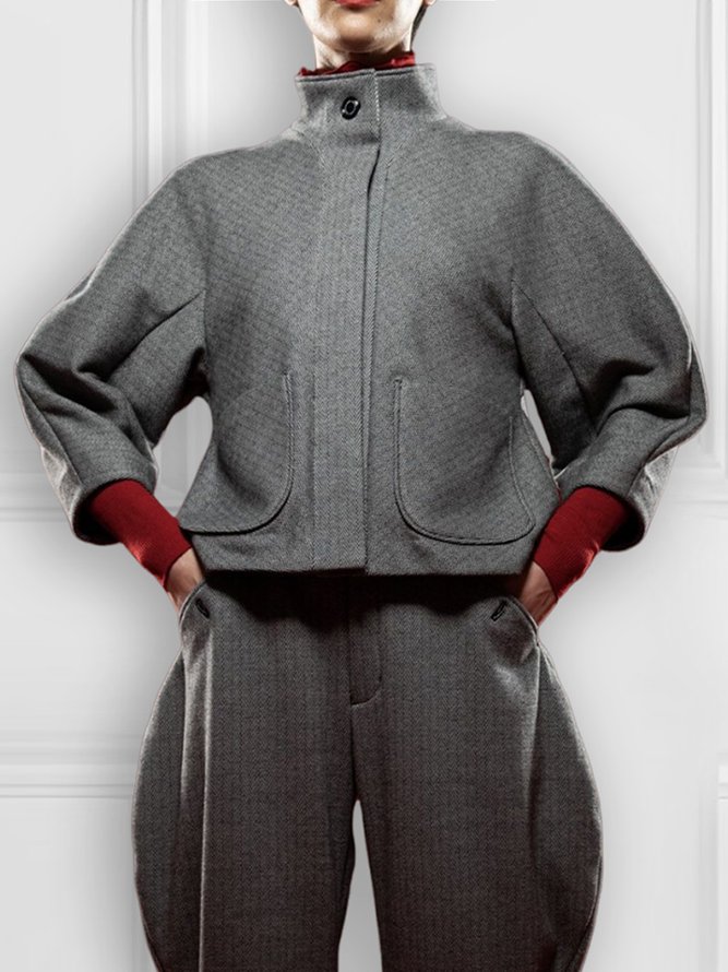 Plain Regular Fit Turtleneck Urban Jacket | Stylewe_usapp