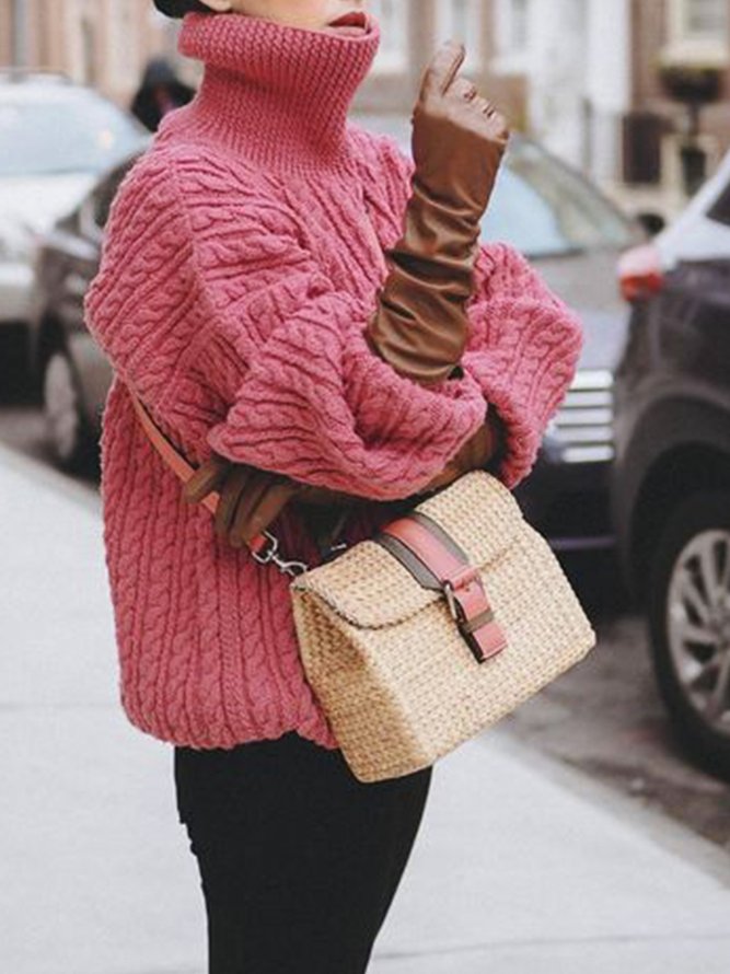 Urban Plain Regular Fit Turtleneck Sweater | Tops | Women Plain Winter Urban Acrylic Natural ...