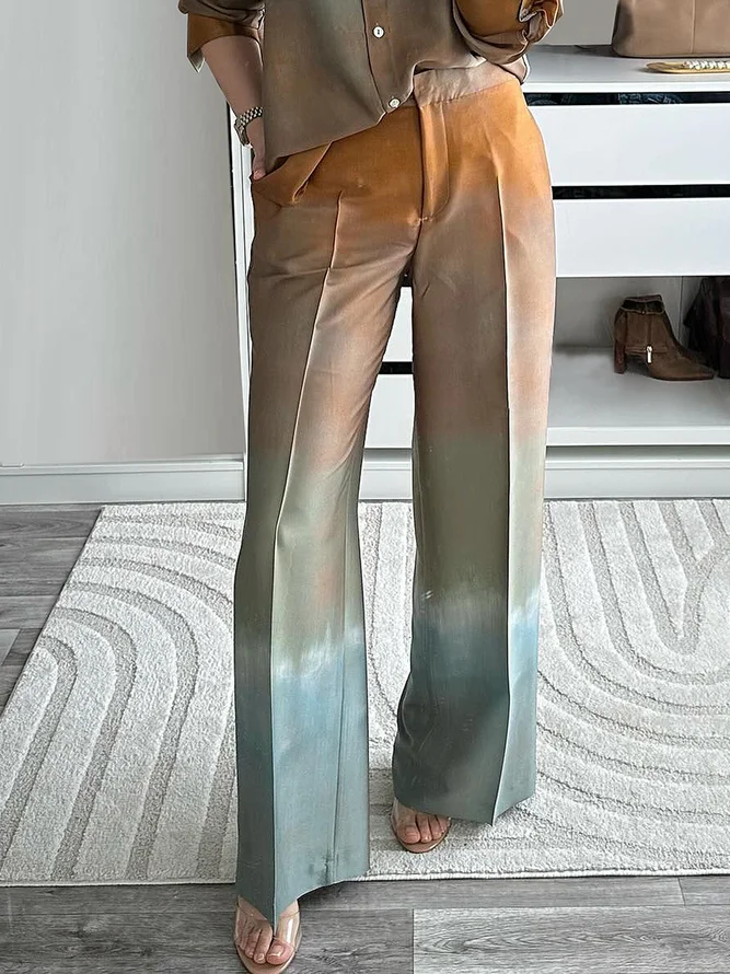 Urban Gradient Pattern Straight Long Pants | Stylewe_usapp