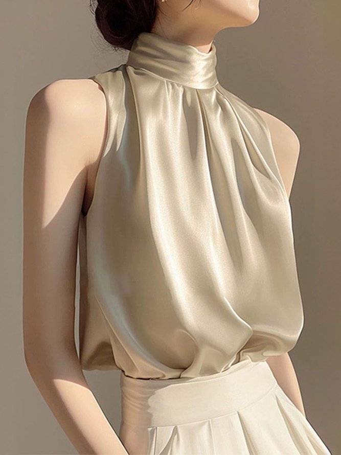 Elegant Plain Stand Collar Tank Top | Tops | Stylewe Women Elegant ...