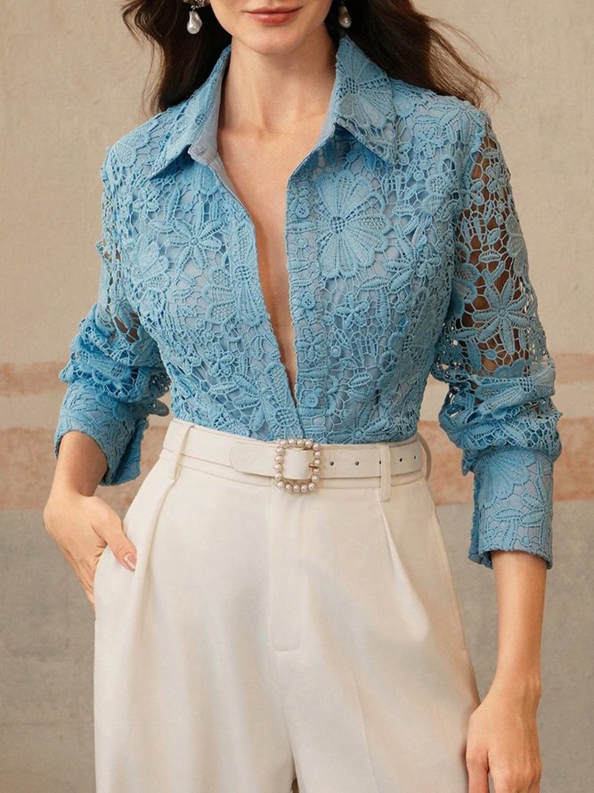 Urban Lace Shirt Collar Shirt | Tops | Women Urban Blouses Regular ...