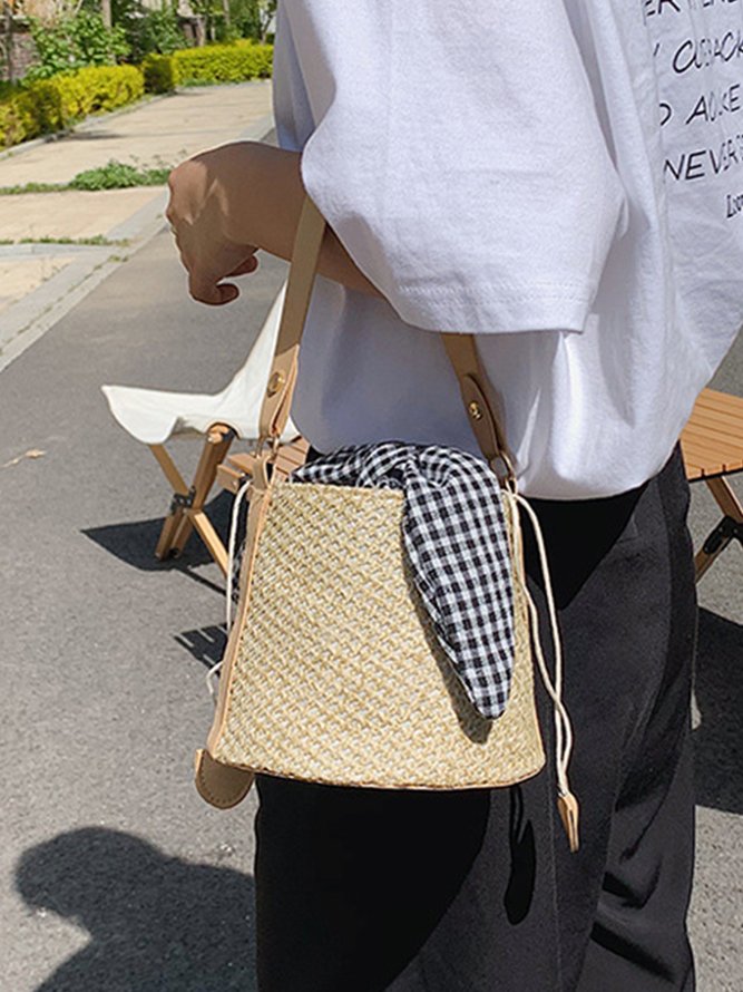 Rattan beach holiday portable bucket small messenger bag | Stylewe_usapp